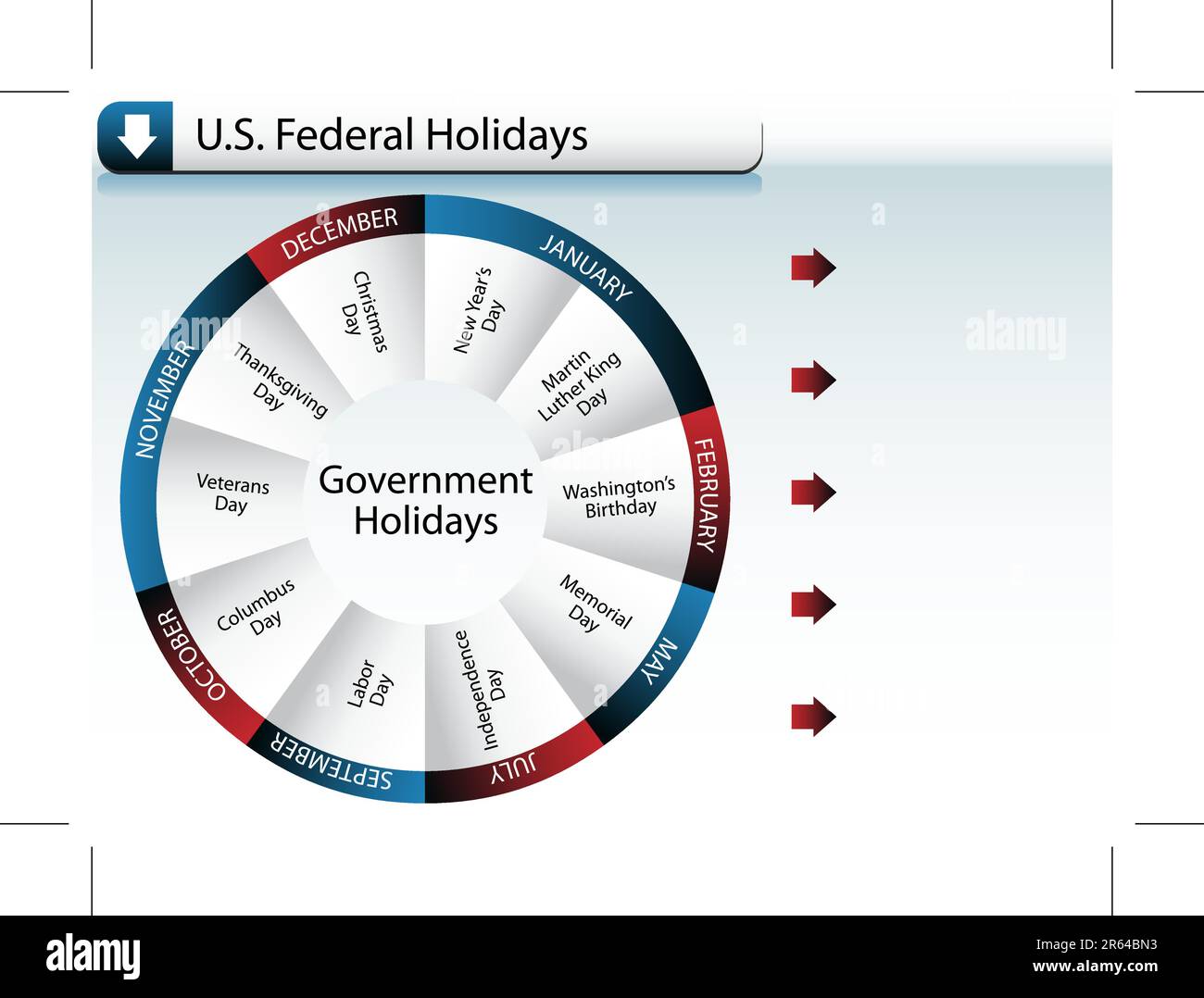 An image of US Federal Government Holidays - wheel style Stock Vector ...