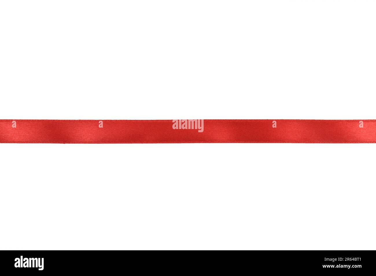 Clipping path. Red ribbon isolated on white background. Flat lay Shinny ...