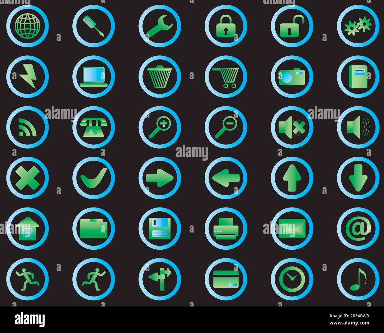 Biggest collection of different icons for using in web design Stock ...