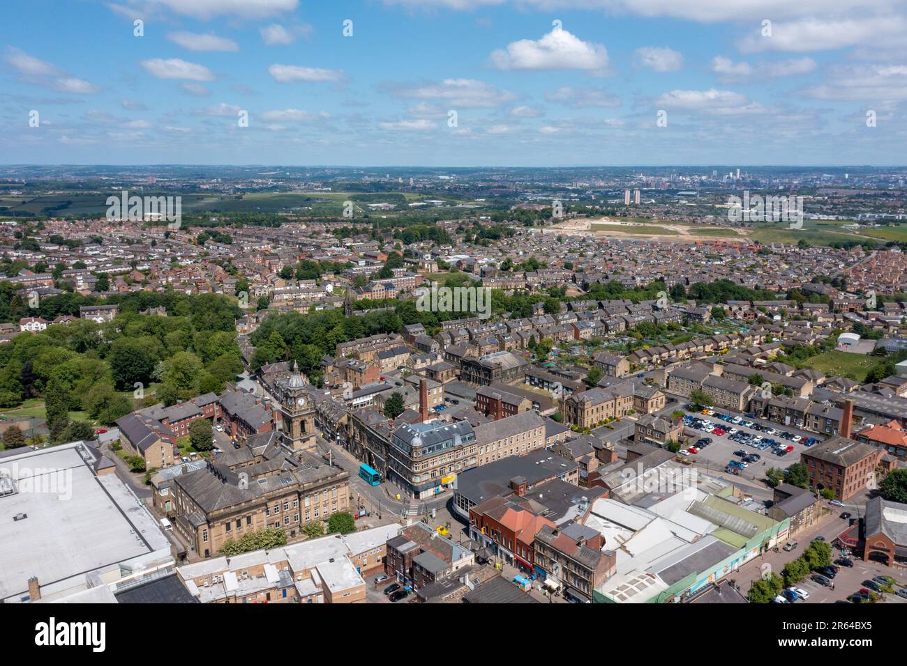 Aerial photo of the village of Morley in Leeds, West Yorkshire in the ...