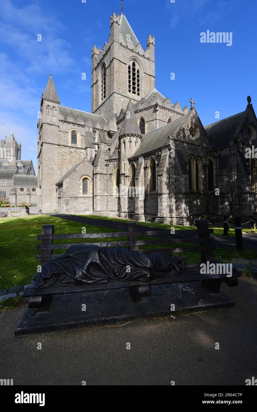 The Homeless Jesus Statue by the Christ Church Cathedral in Dublin ...