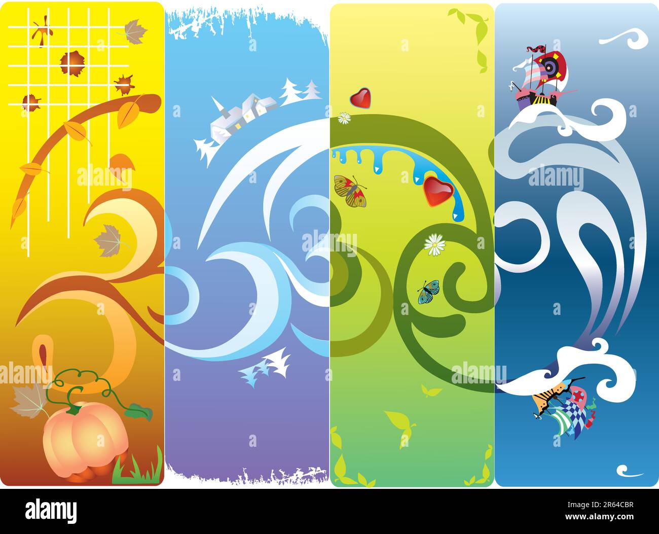 Four seasons with time elements Stock Vector Image & Art - Alamy