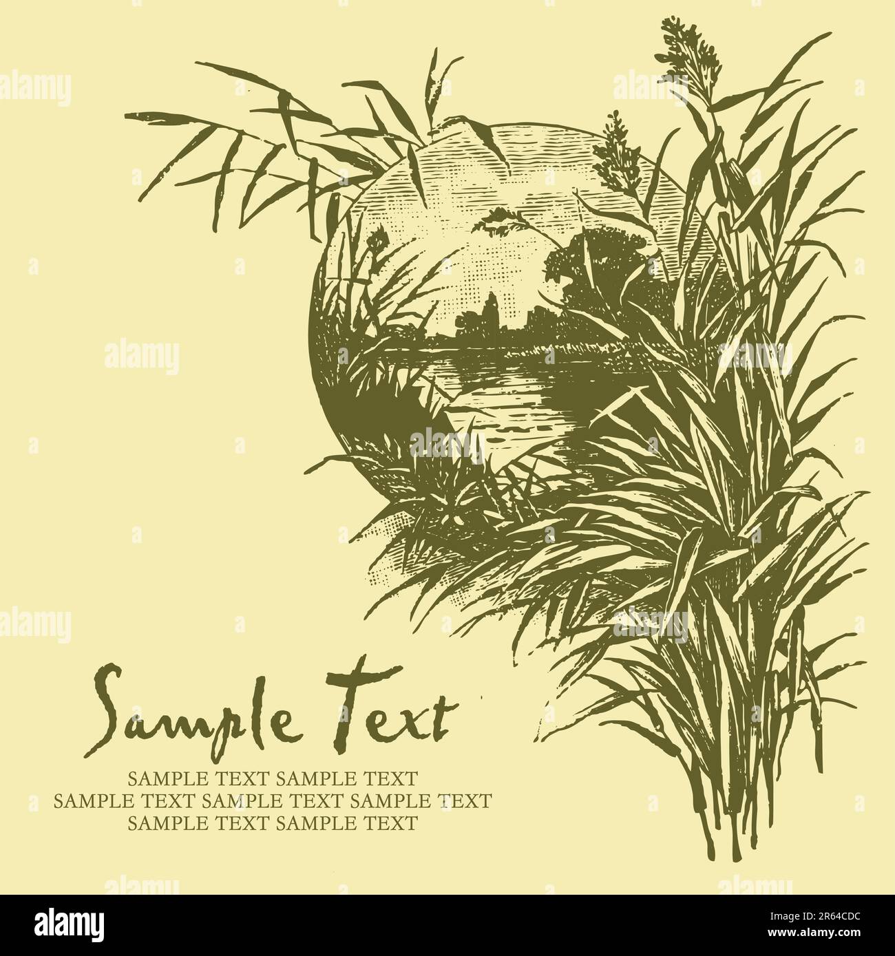 vintage card with antique engraving, scalable and editable vector ...