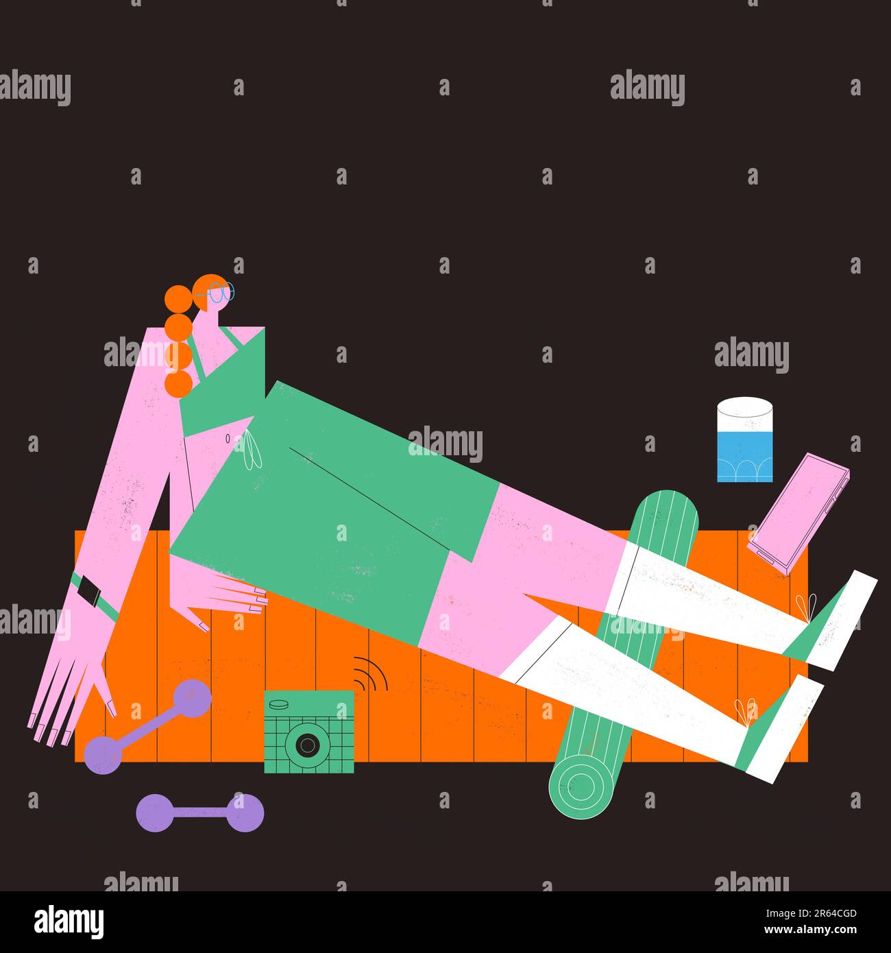 Young adult woman doing gym fitness and practicing body postures ...