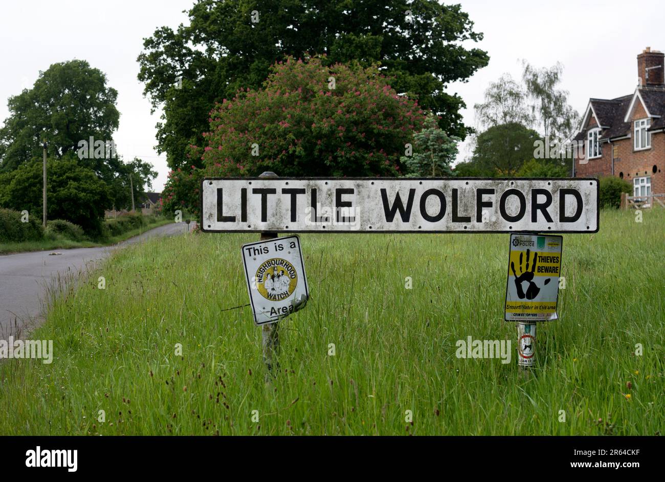 Little Wolford village sign, Warwickshire, England, UK Stock Photo - Alamy