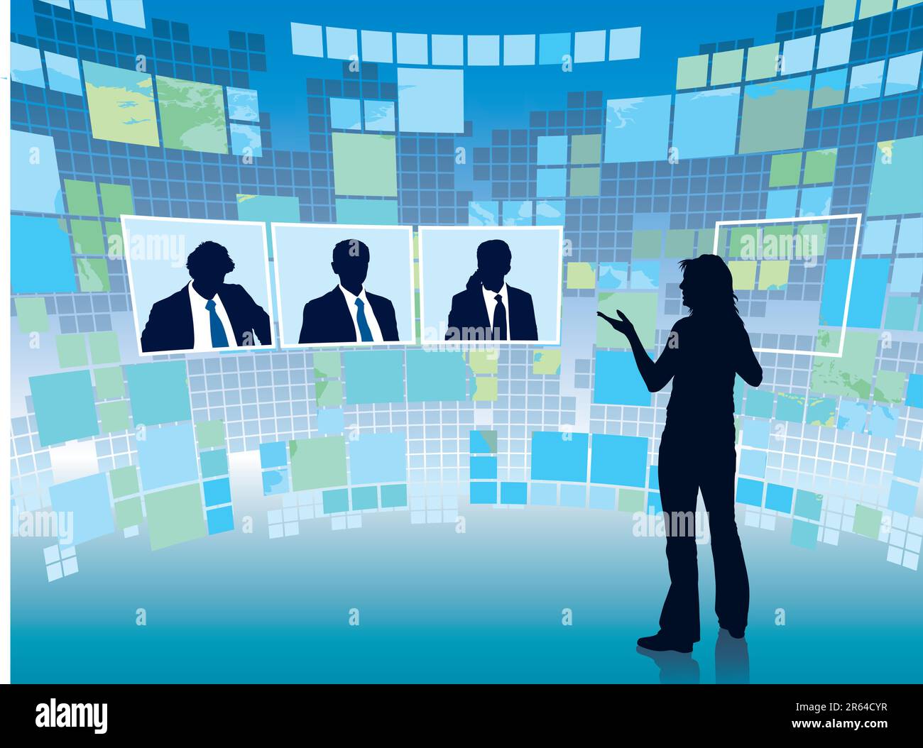 Business meeting in a virtual space, conceptual business illustration ... Business meeting in a virtual space, conceptual business illustration ...