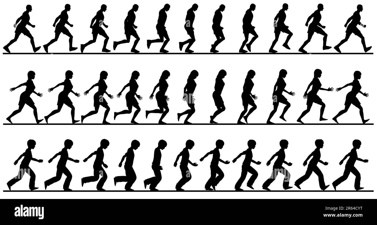 Editable vector silhouette sequences of people walking Stock Vector ...