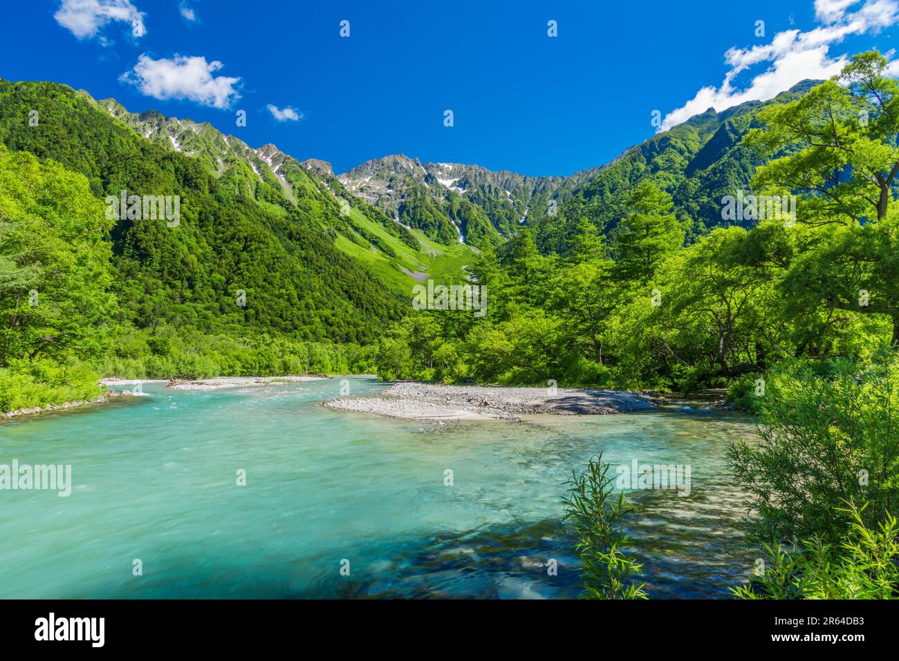 Kamikochi Kappa Bridge and?Hotaka Mountain Range Stock Photo - Alamy