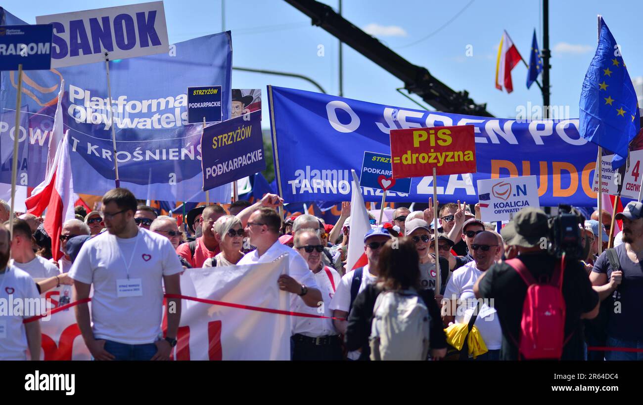 Warsaw, Poland. 4 June 2023. Hundreds of thousands march in anti ...
