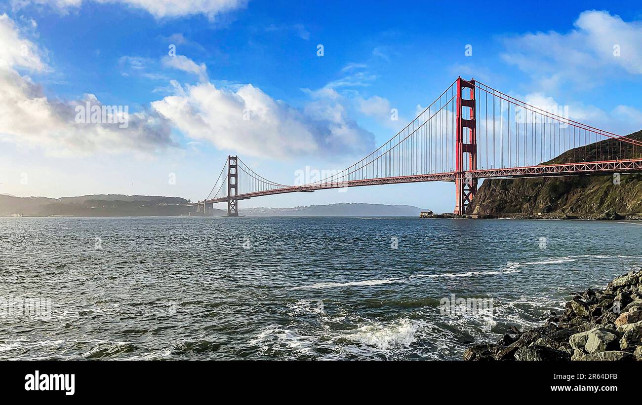 The Golden Gate Bridge seen from bay area and the discovery museum and ...