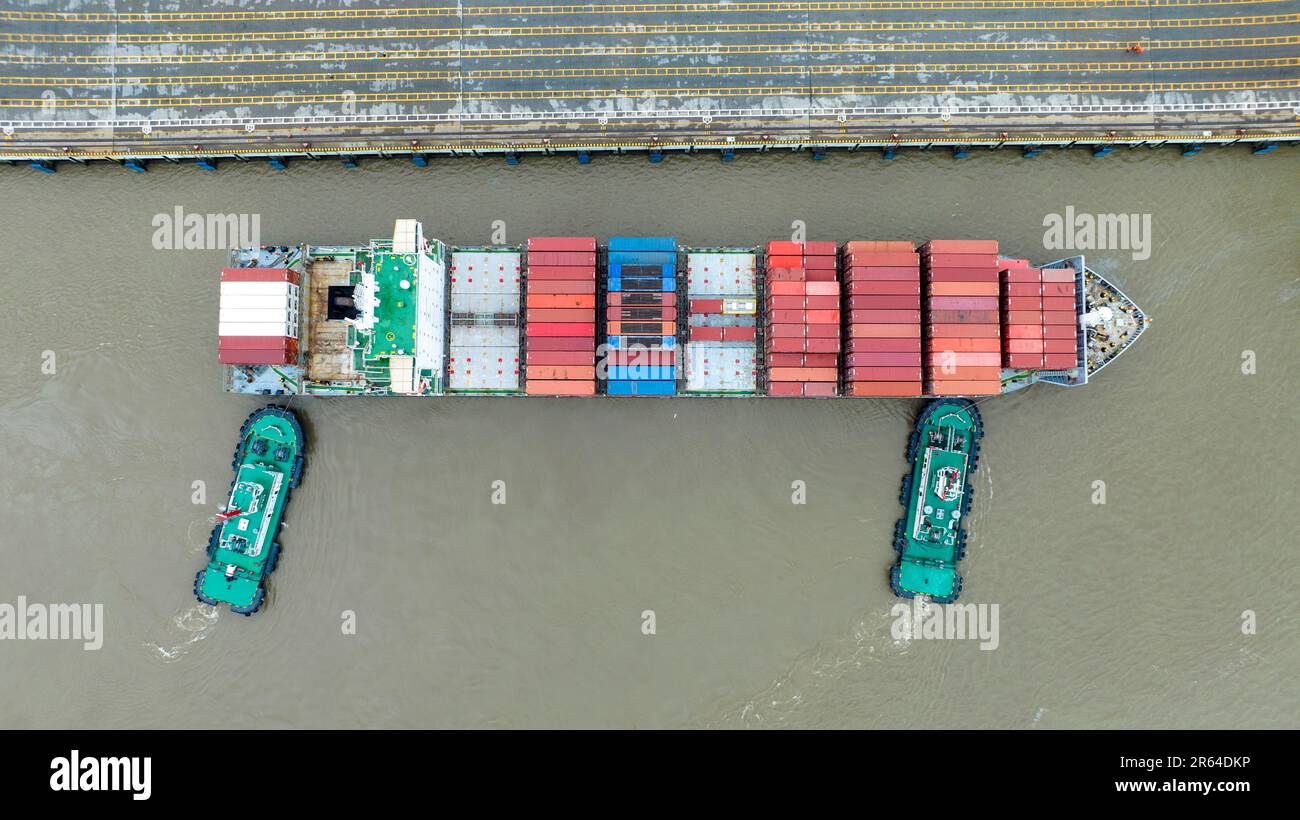 A general view of the container terminal of Taicang Port in Suzhou ...