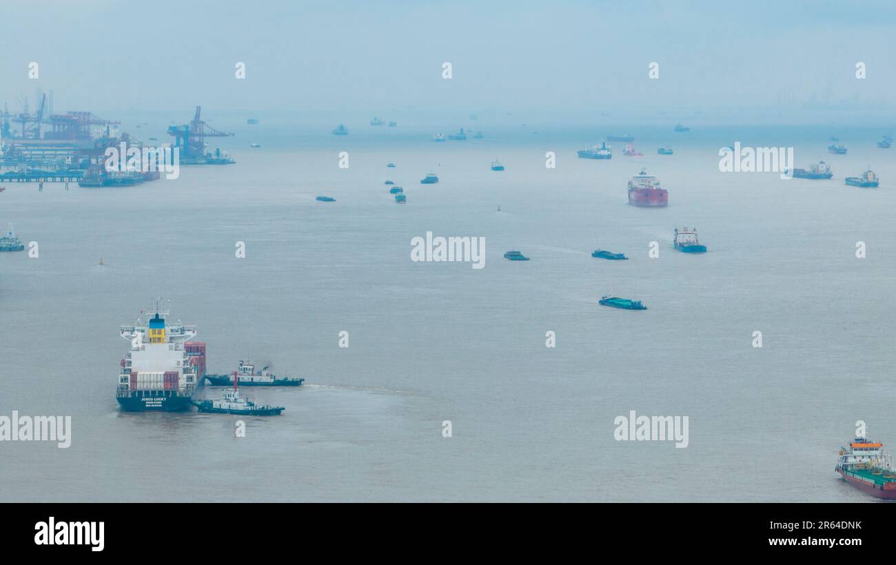 A general view of the container terminal of Taicang Port in Suzhou ...