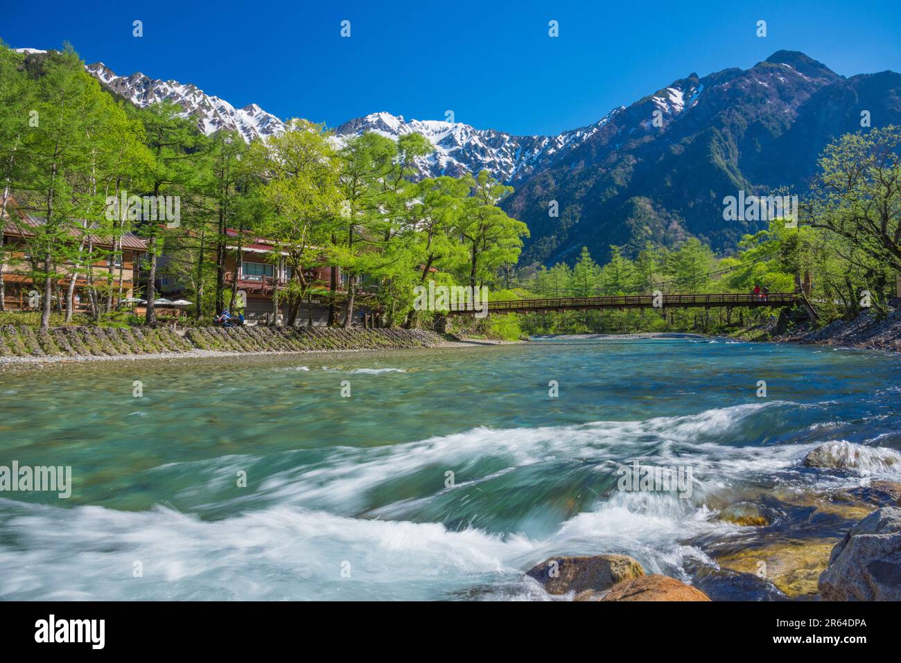 Kamikochi Kappa Bridge and?Hotaka Mountain Range Stock Photo - Alamy