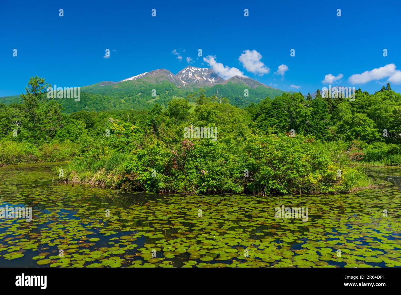 Imori pond and Mt.Myokosan Stock Photo - Alamy