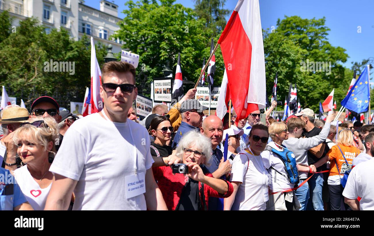 Warsaw, Poland. 4 June 2023. Hundreds of thousands march in anti ...