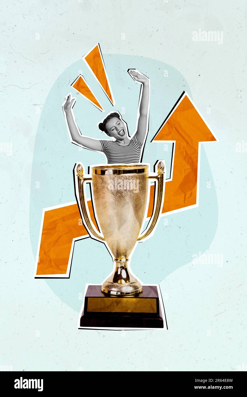 Vertical collage image of mini excited black white colors girl inside ...