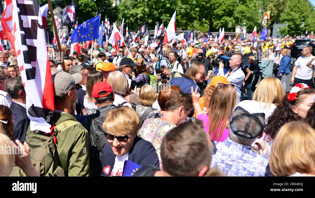Warsaw, Poland. 4 June 2023. Hundreds of thousands march in anti ...