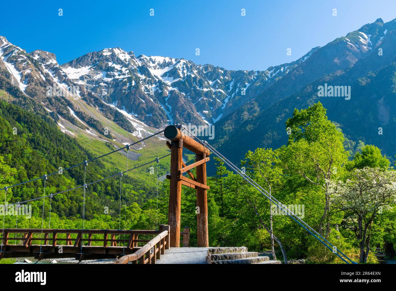 Kamikochi Kappa Bridge and?Hotaka Mountain Range Stock Photo - Alamy