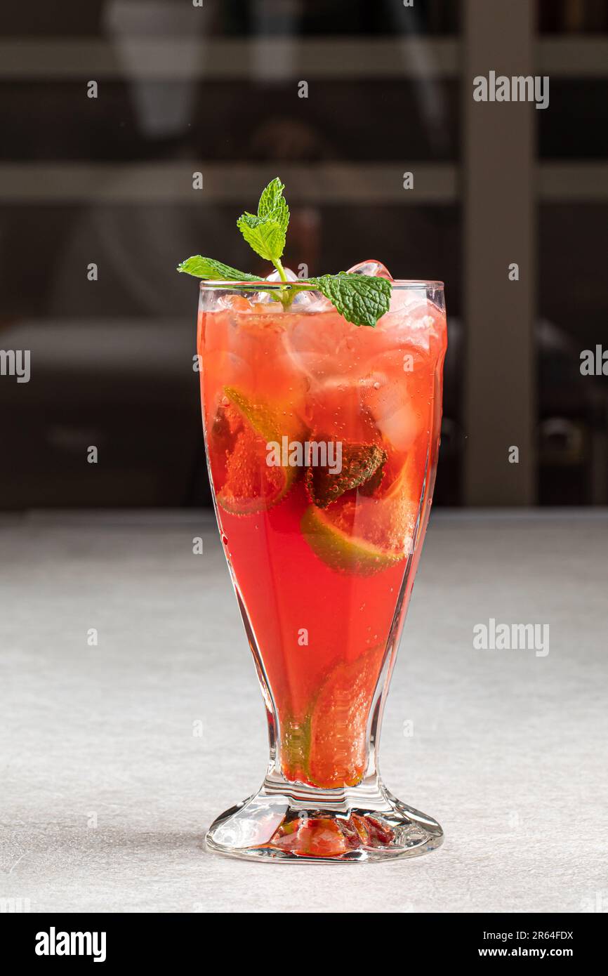 Glass of fresh fruit lemonade Stock Photo - Alamy