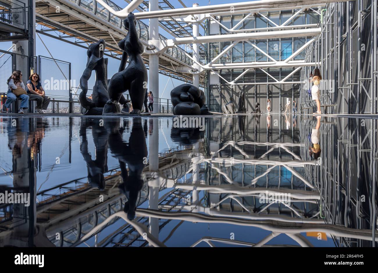 Paris, France - 06 03 2023: The Centre Pompidou: View of the rooftop of ...