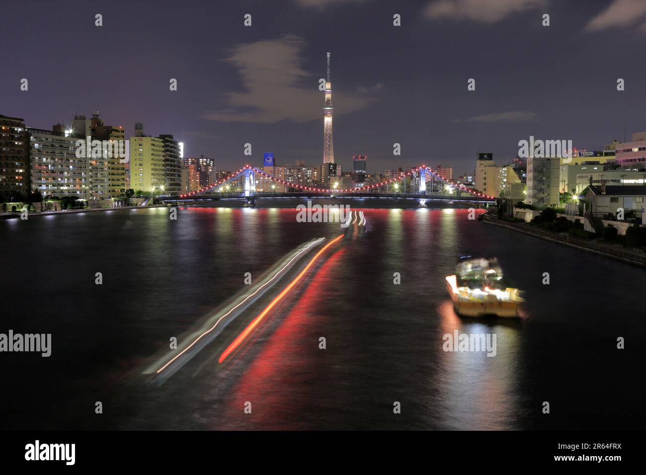 Night view of Sumida River and Sky Tree Stock Photo - Alamy