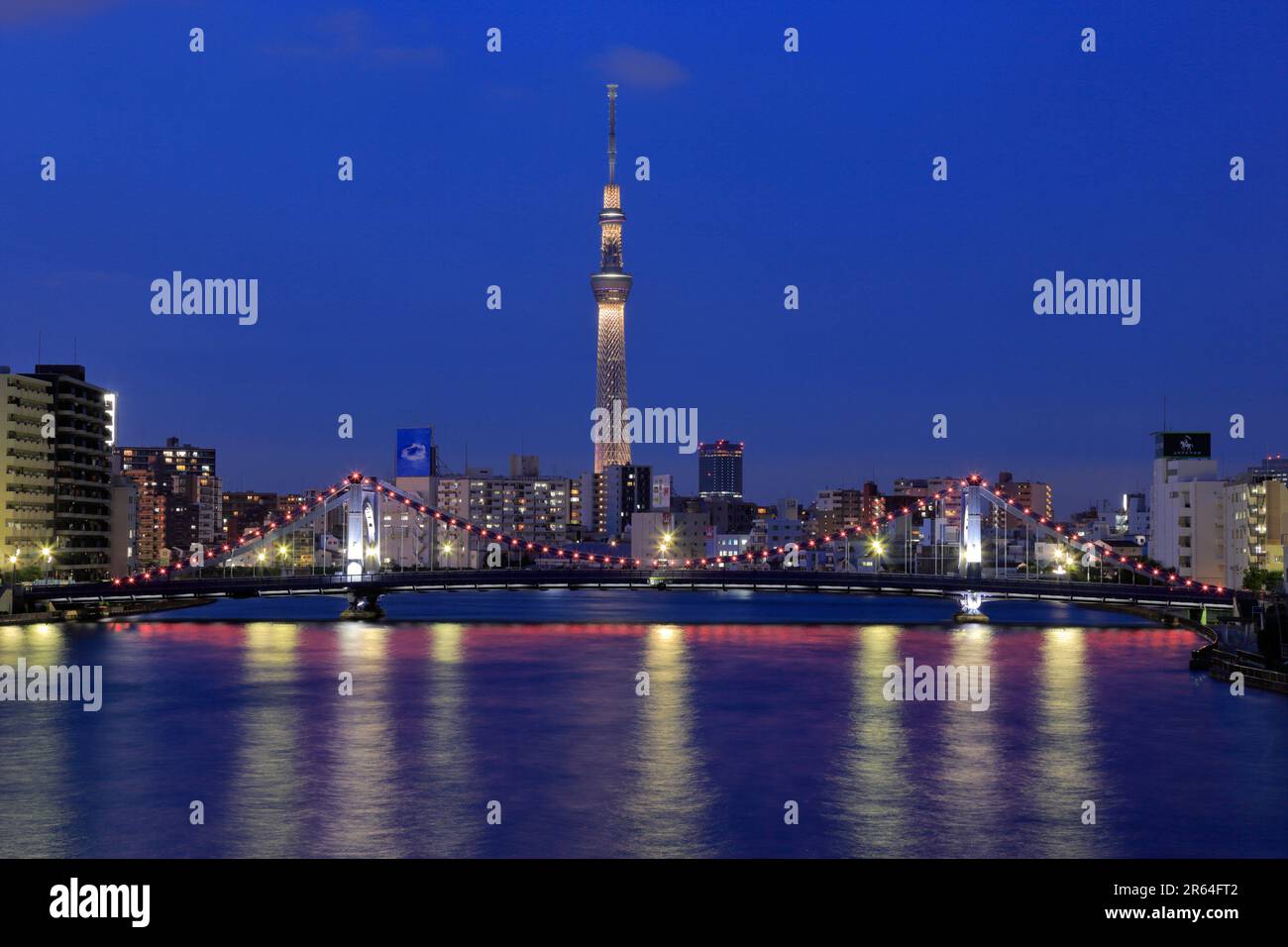 Night view of Kiyosu Bridge and Sky Tree Stock Photo - Alamy
