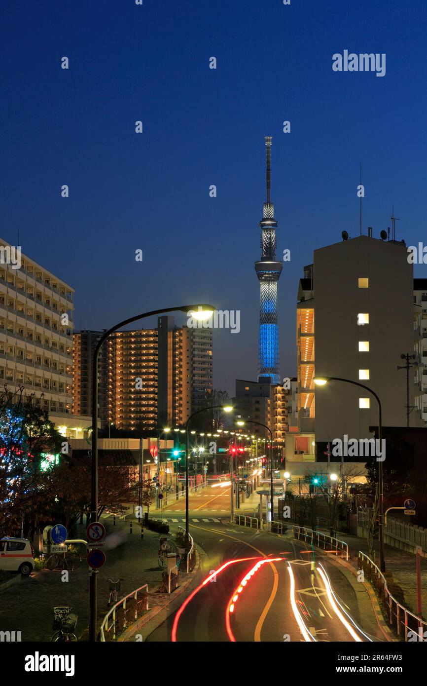 Night View of Mansion and Sky Tree Stock Photo - Alamy