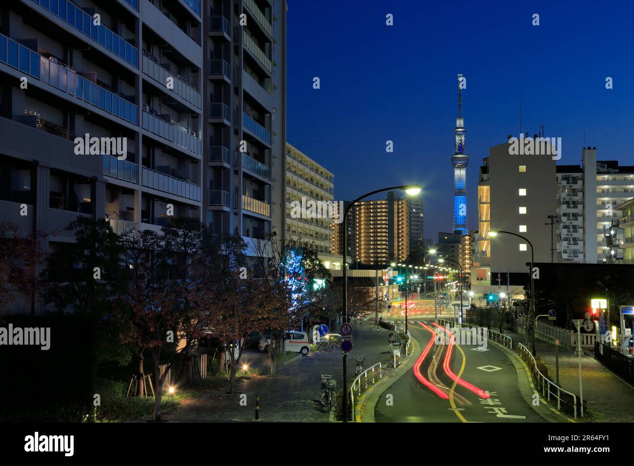 Night View of Mansion and Sky Tree Stock Photo - Alamy