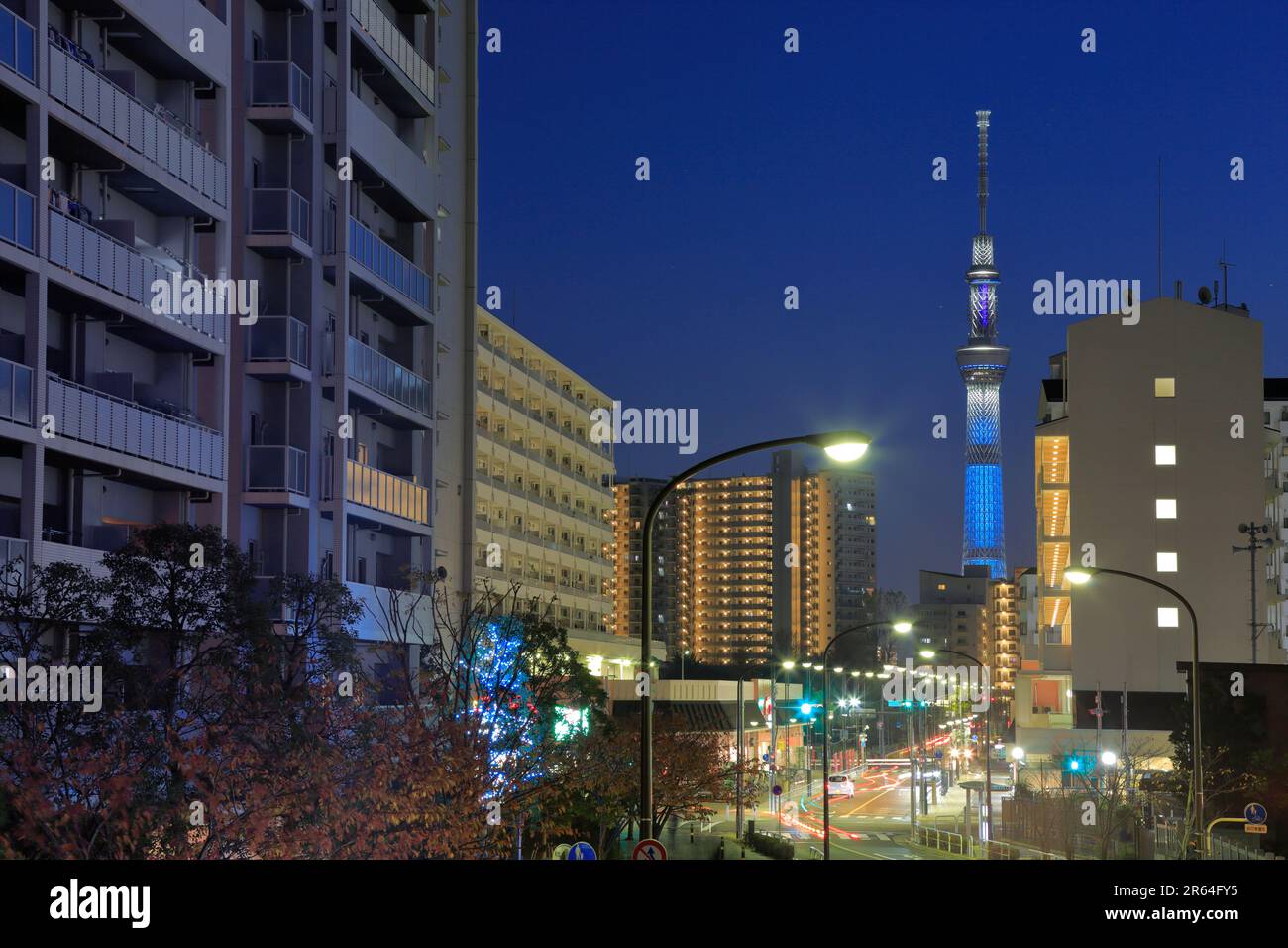 Night View of Mansion and Sky Tree Stock Photo - Alamy