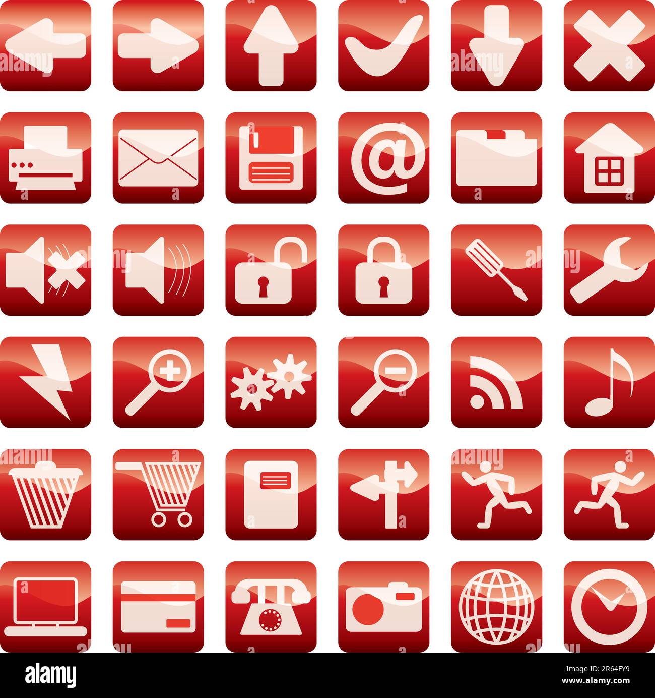 Biggest collection of different icons for using in web design Stock ...