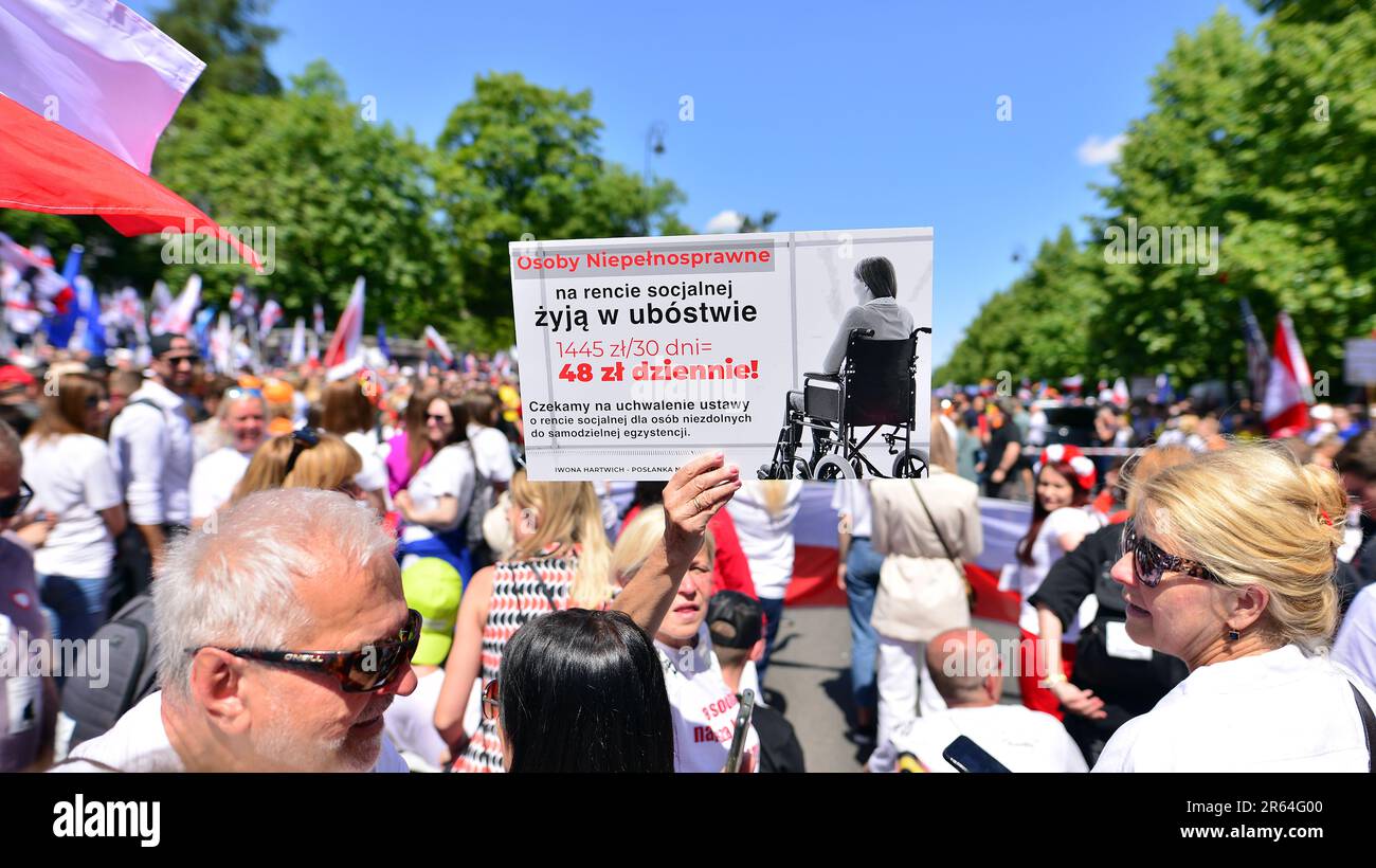 Warsaw, Poland. 4 June 2023. Hundreds of thousands march in anti ...