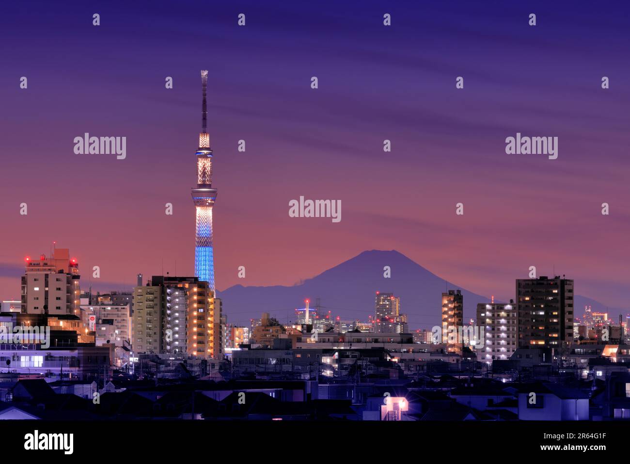 Mt. Fuji and Tokyo Sky Tree at night Stock Photo - Alamy