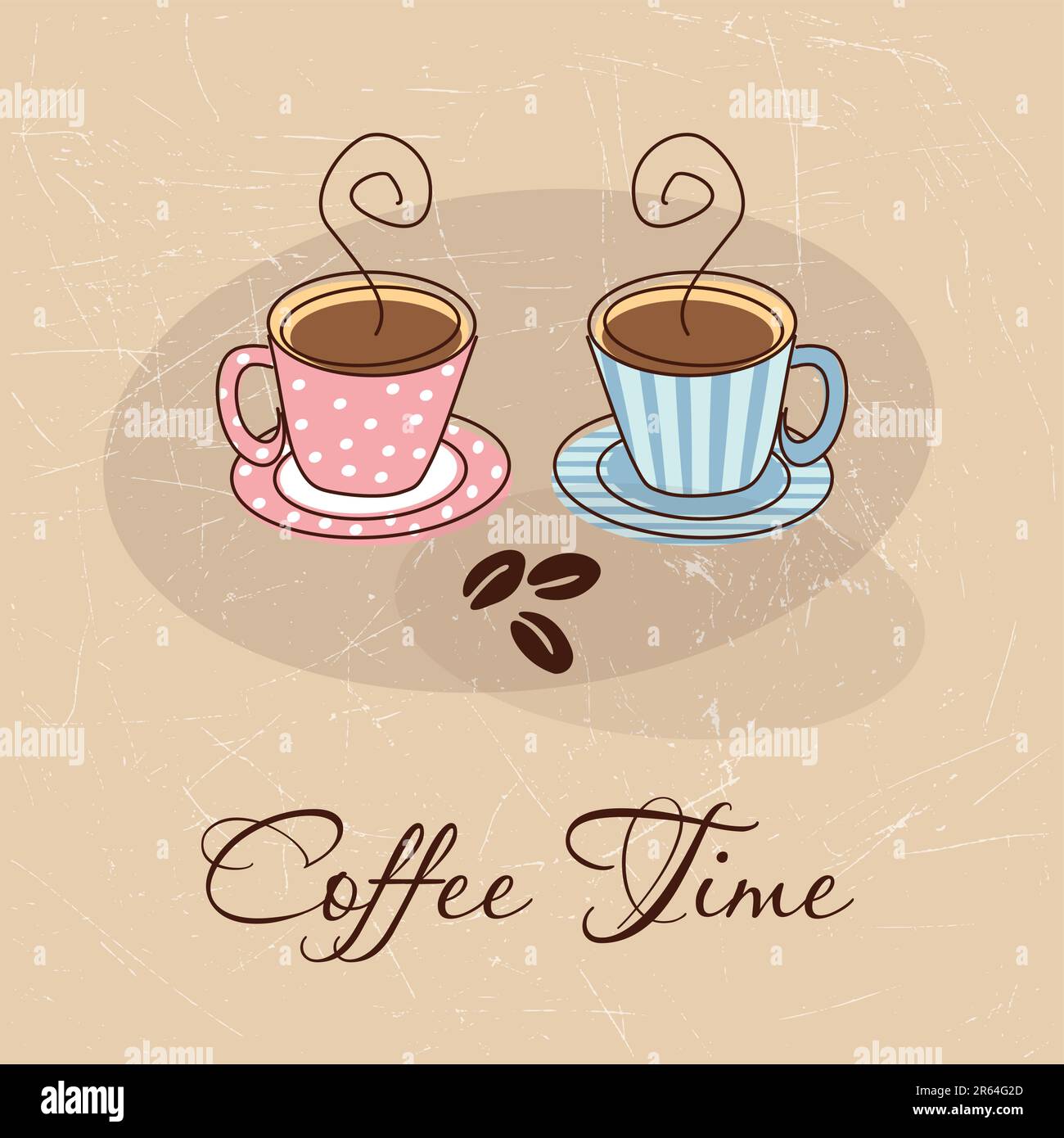 Vector illustration of greeting card with two cups of coffee Stock ...