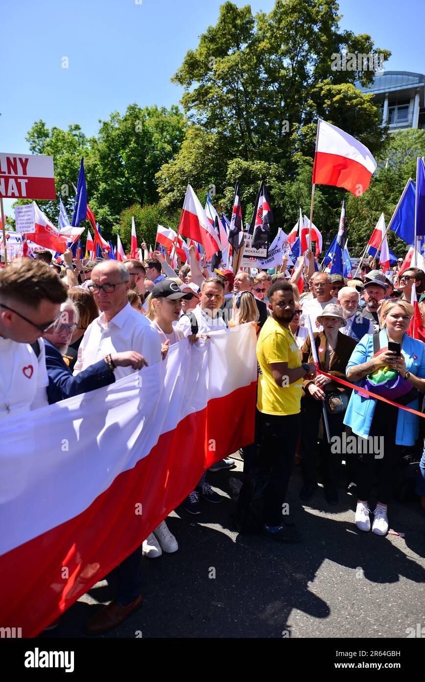 Warsaw, Poland. 4 June 2023. Hundreds of thousands march in anti ...