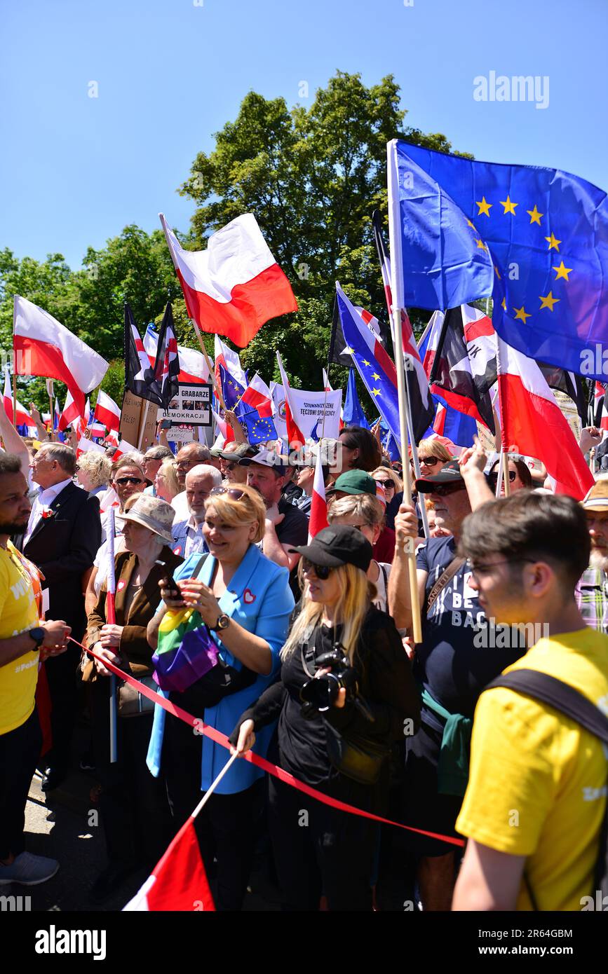 Warsaw, Poland. 4 June 2023. Hundreds of thousands march in anti ...