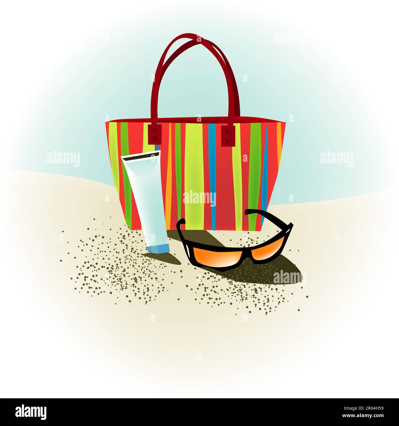 Beach Spot Illustration: beach bag and sunglasses Stock Vector Image ...