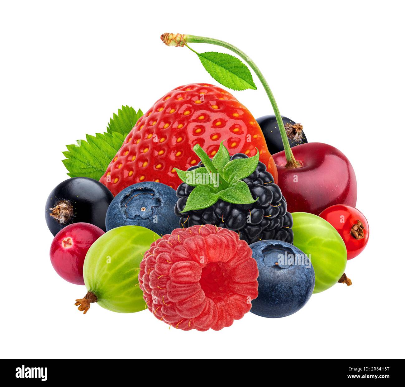Mix of berries isolated on white background. Full depth of field Stock ...