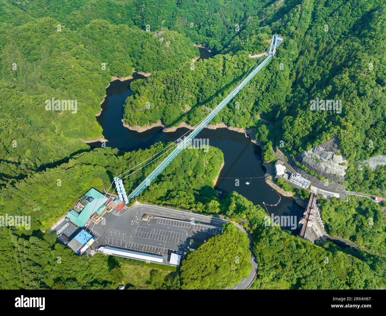 Ryujin Suspension Bridge and Ryujin Dam Stock Photo - Alamy