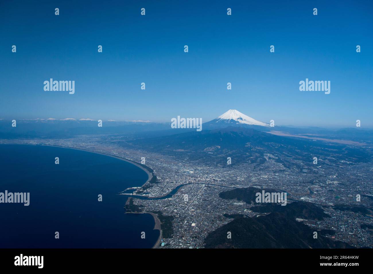 Aerial view: Suruga Bay and Mt. Fuji Stock Photo - Alamy