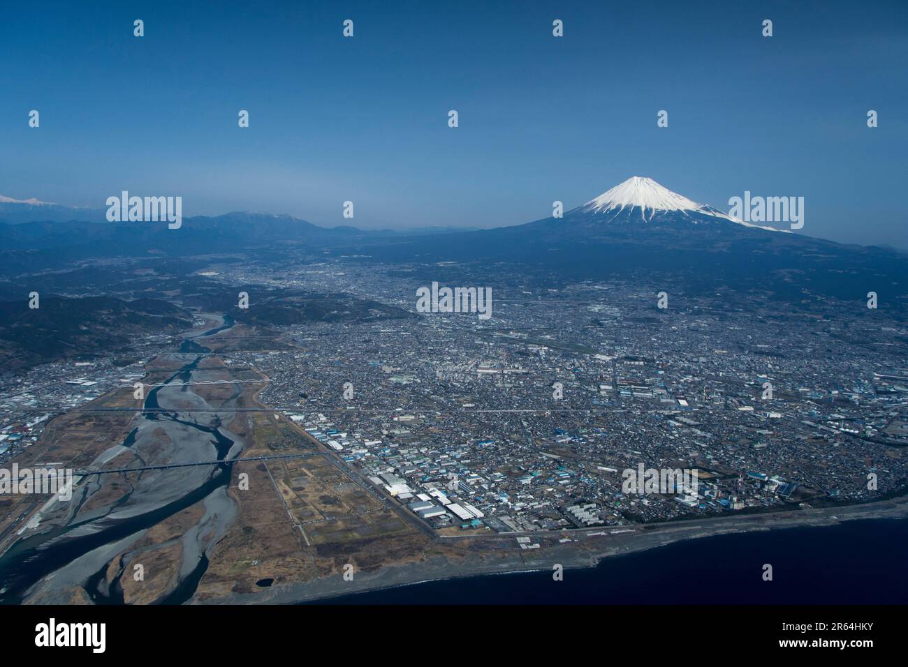 Aerial view: Fuji River and Mt. Fuji Stock Photo - Alamy