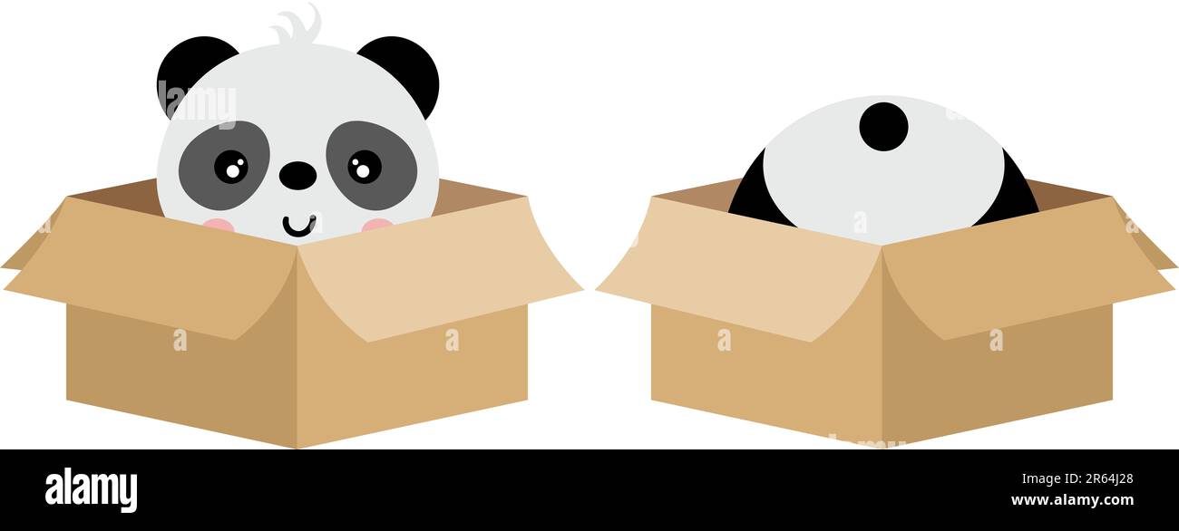 Cute panda in cardboard box Stock Photo - Alamy
