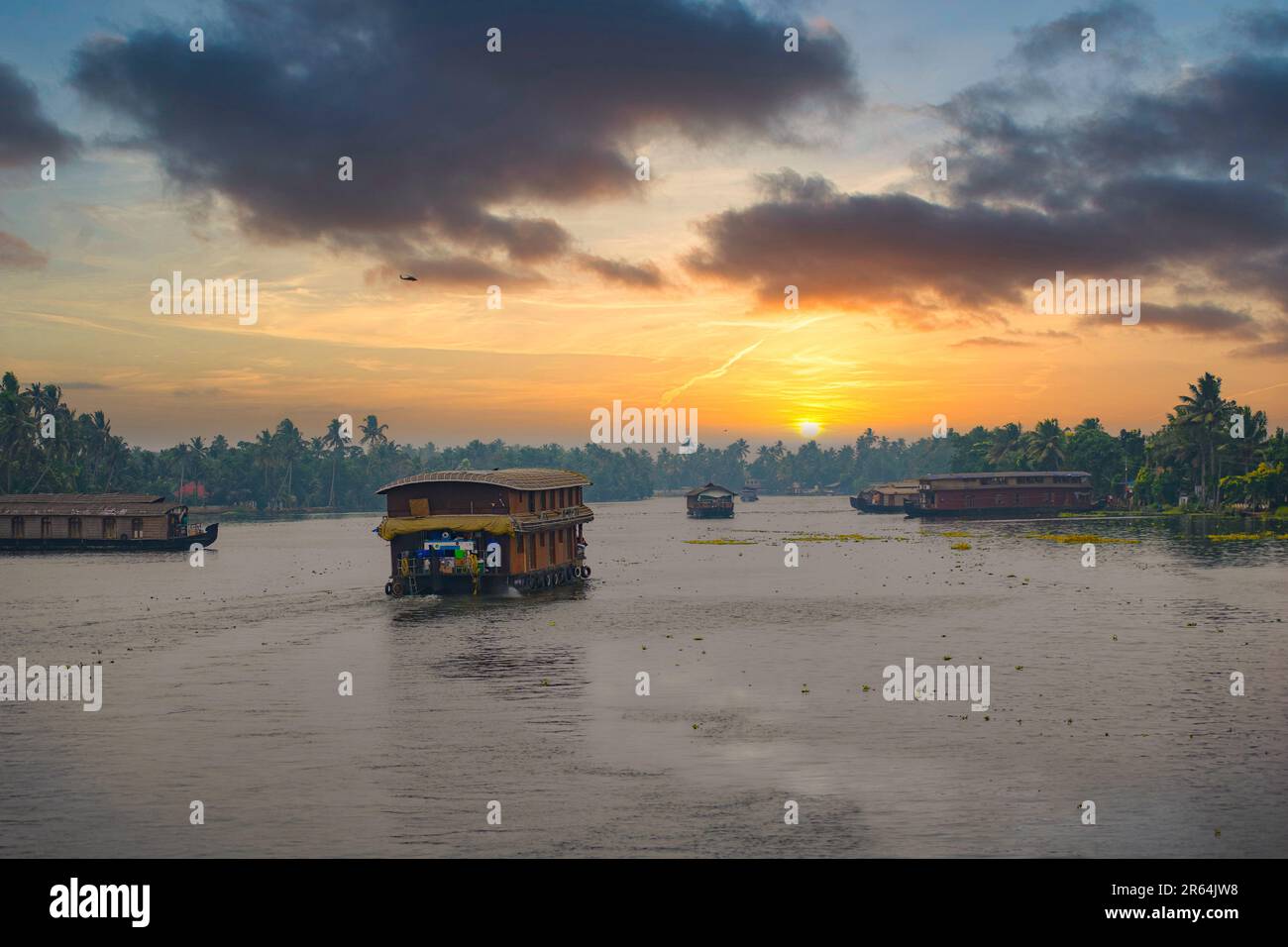 shot of Kerala back Waters with house boots Stock Photo - Alamy