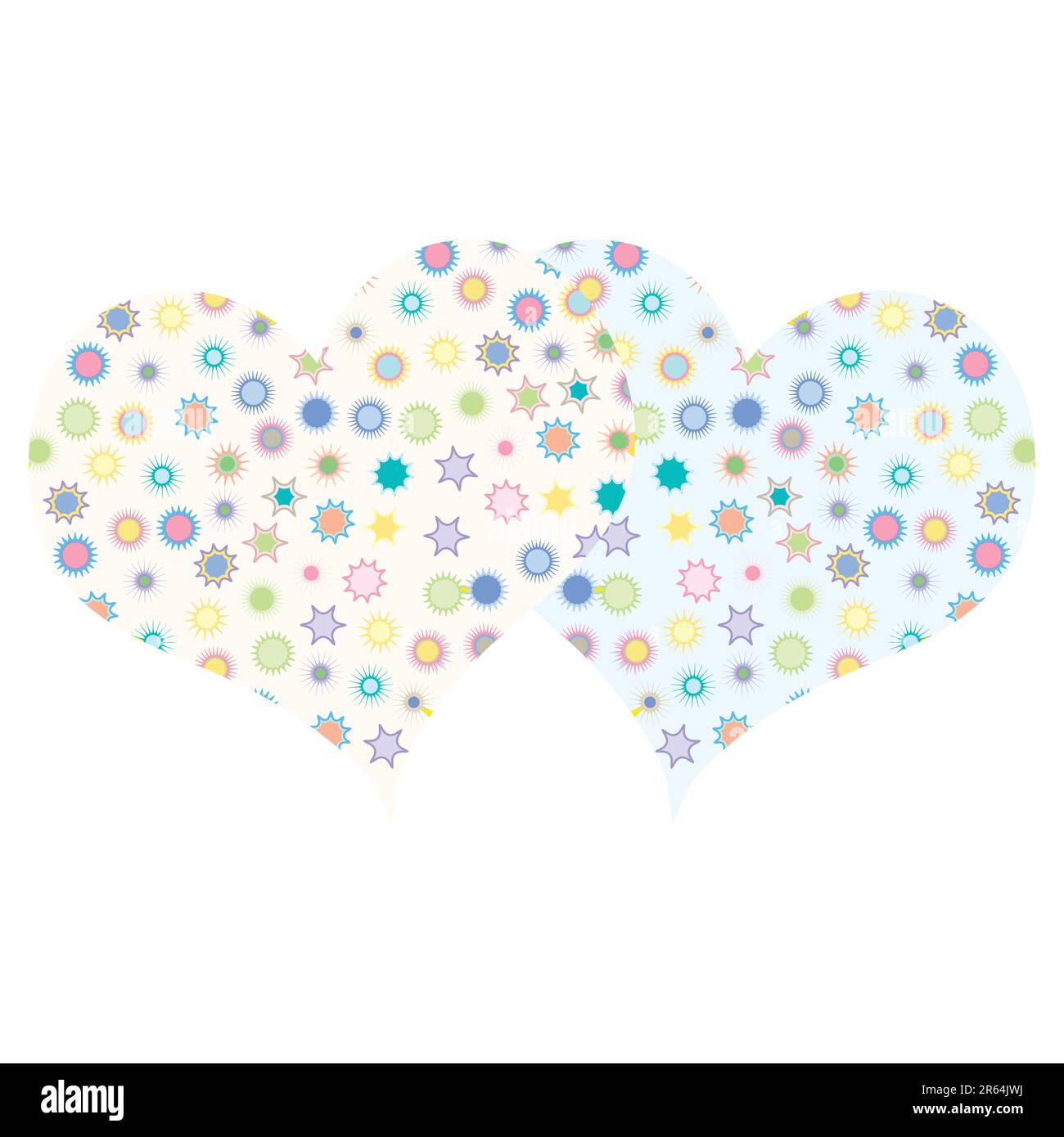 Two hearts made with colorful flowers over white background Stock ...