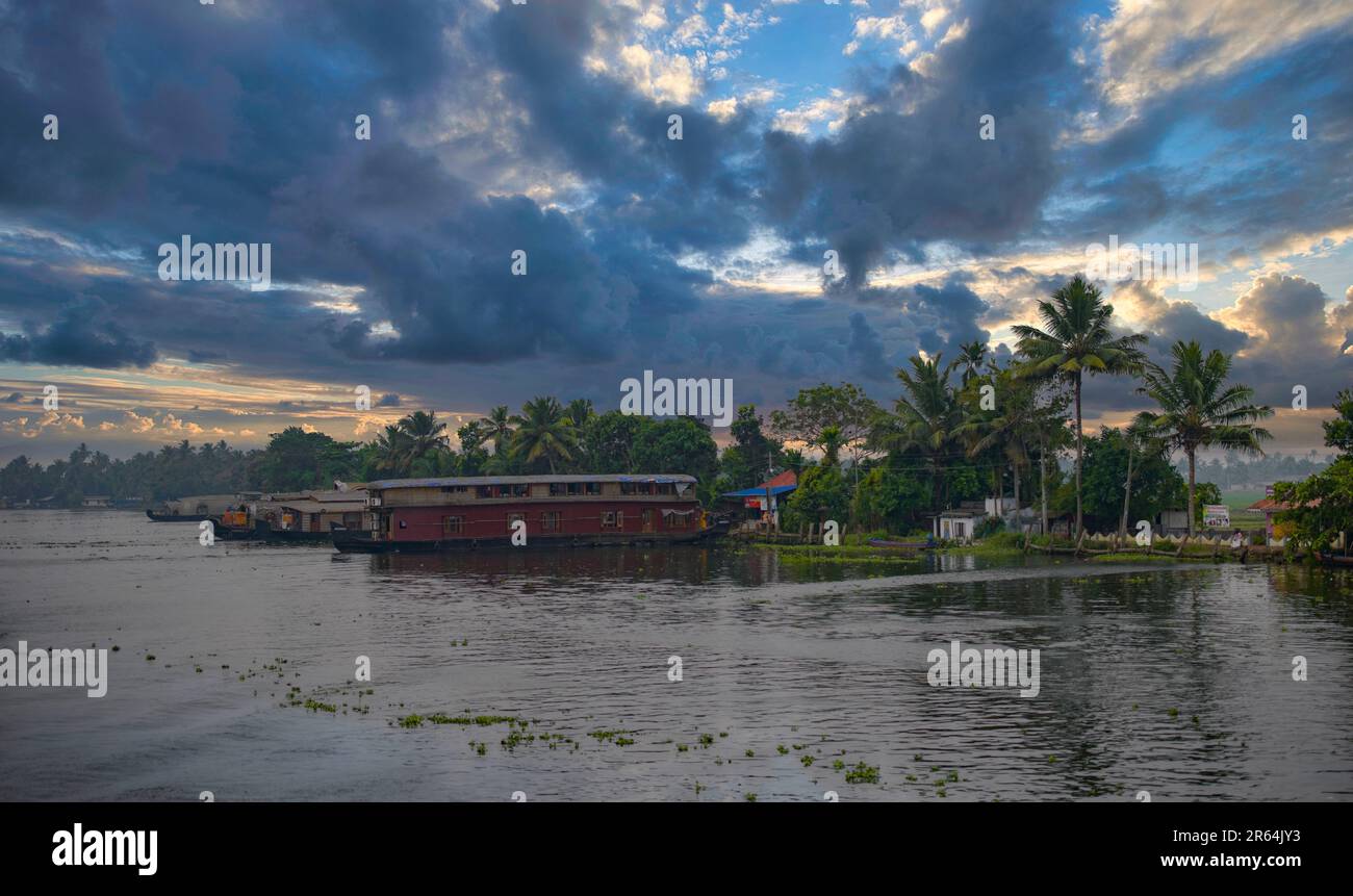shot of Kerala back Waters with house boots Stock Photo - Alamy