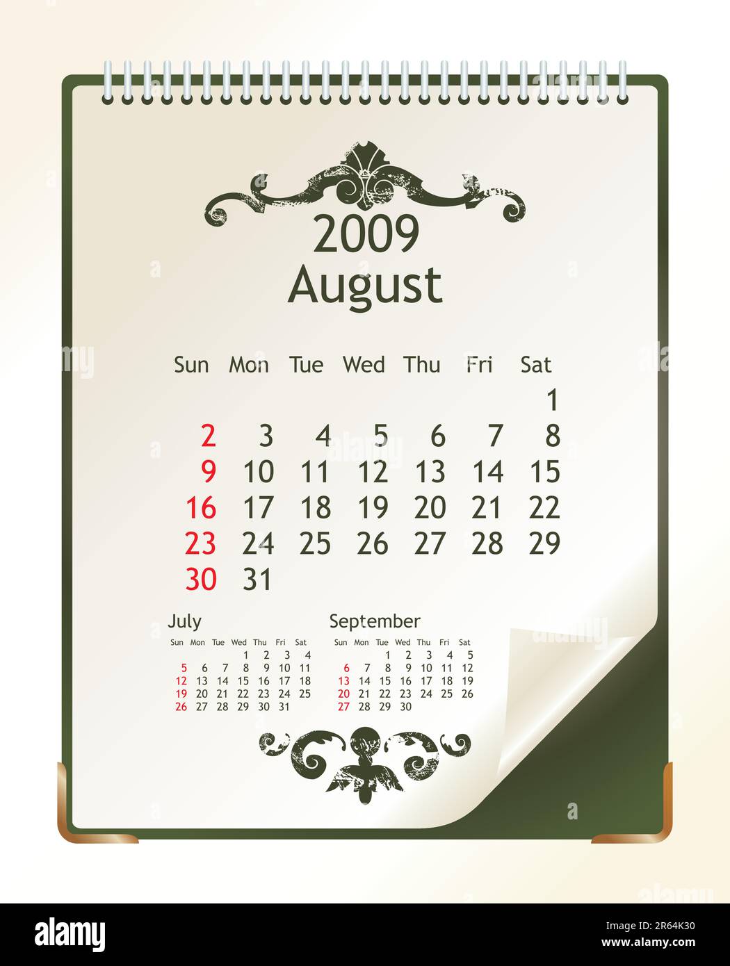 2009 calendar with a blanknote paper - vector illustration Stock Vector ...