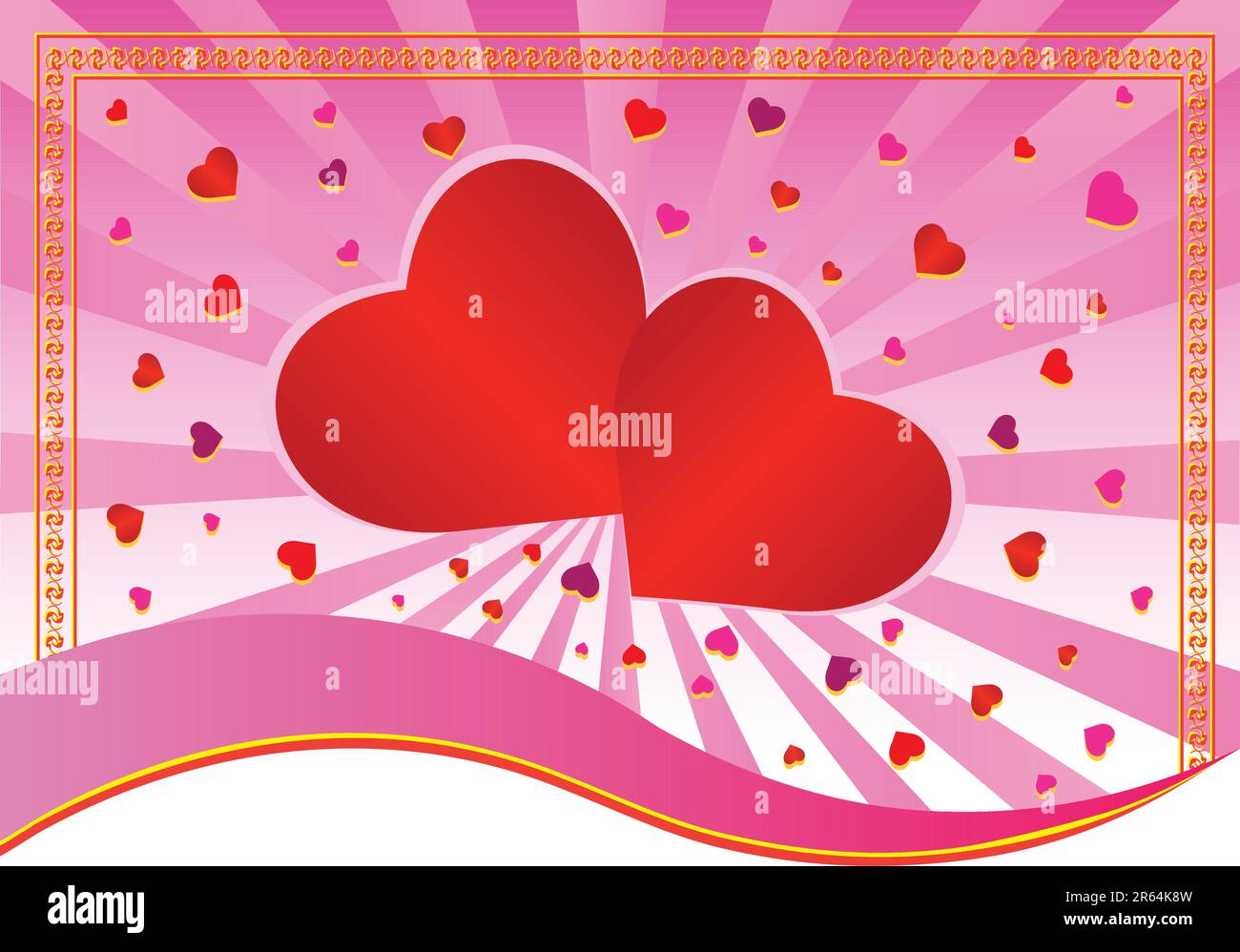 Hearts over radial background with border - In vector version all ...