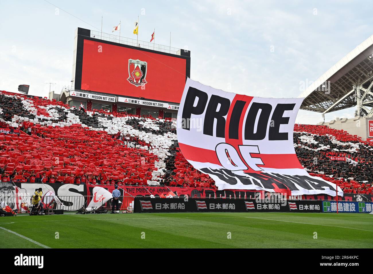 Saitama, Japan. 4th June, 2023. Urawa Reds fans cheer before the 2023 ...