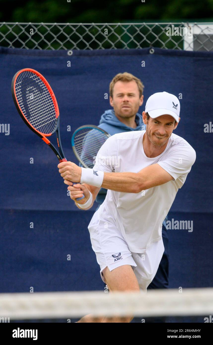 Andy Murray (GBR) practicing at the Surbiton Trophy, London, 6th June ...