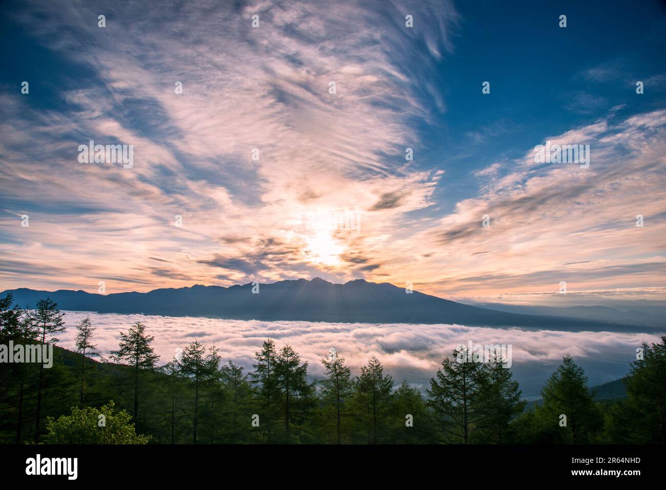 Yatsugatake mountain range in the sea of clouds Stock Photo - Alamy