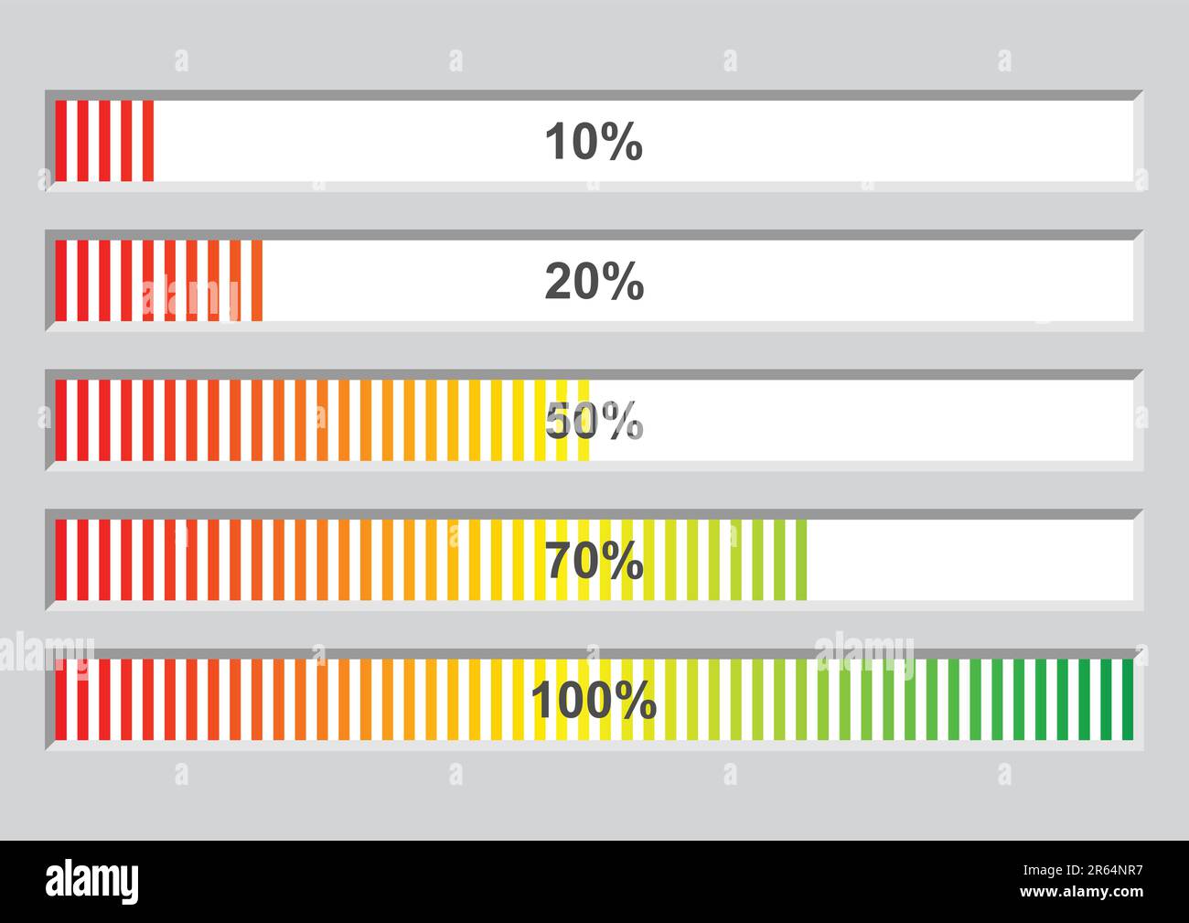 Colorful Software Installation Progress Bars At Different Stages Stock